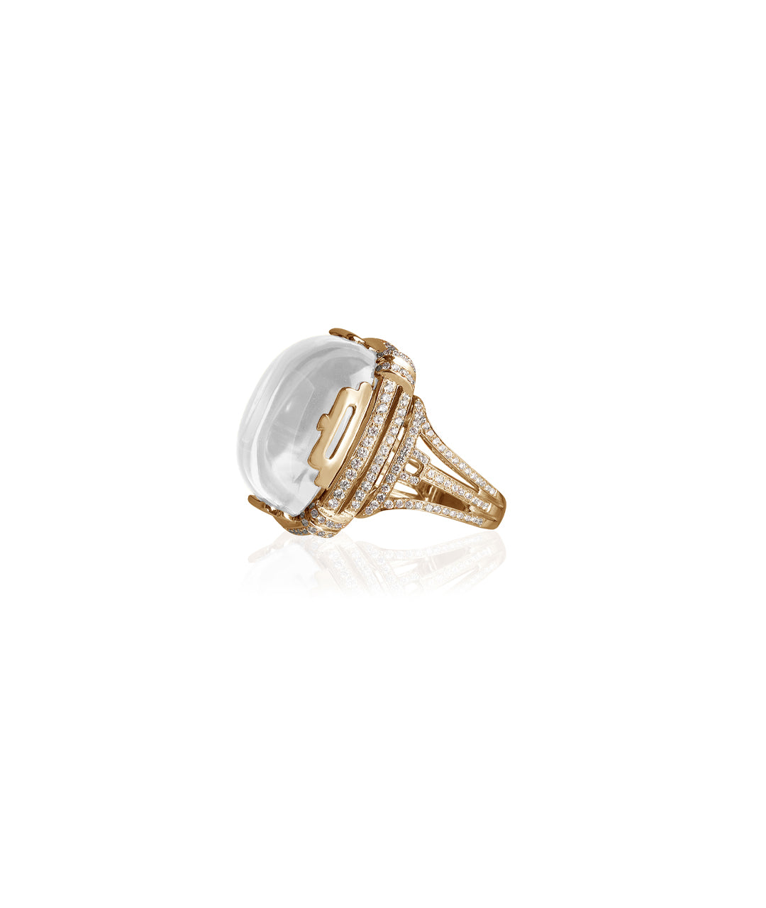 ‘Rock N Roll’ High-Dome Cabochon Ring with Diamond Shank in 18K Yellow ...
